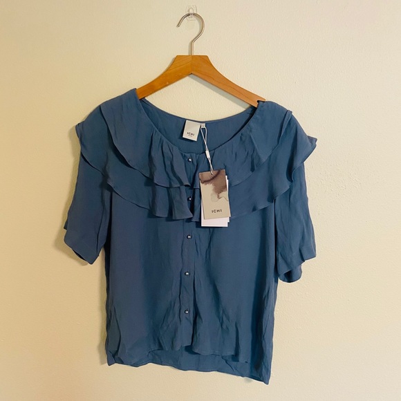 ICHI | Tops | Rare Sample Ichi Blue Daho Blouse | Poshmark